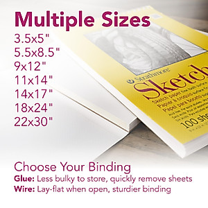 Strathmore 300 Series Sketch Paper Pad, Top Wire Bound, 11x14 inches, 100 Sheets (50lb/74g) - Artist Sketchbook for Adults and Students - Graphite, Charcoal, Pencil, Colored Pencil