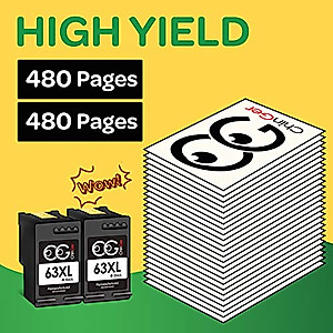CG CHINGER Remanufactured Ink Cartridge Replacement for HP 63XL 63 XL, High Yield Work with OfficeJet 3830 4650 5255 Envy 4520 4512 4516 Deskjet 1112 3630 3634 3639 3632 2132 Printer (2 Black)