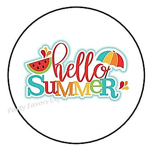 1.5" Inch Hello Summer Stickers - Summer Stickers - Happy Summer Stickers Envelope Seals Labels - D #AA61RK (30 Pcs)