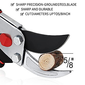GARTOL Bypass Pruning Shears, 8.5 Inch Garden Shears Clippers, Heavy Duty Hand Pruner, with Sharp Precision-Ground Steel Blade, Comfortable Handle, Mothers's Day Gift