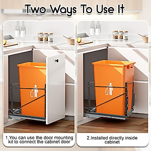 Ancaixin Pull Out Trash Can Under Cabinet, Cabinet Trash Can Pull Out Kit with Door Mounting Kit for Kitchen Trash Can, Under Sink Trash Can Shelf with Soft-Close Slides (Garbage Can Not Included)