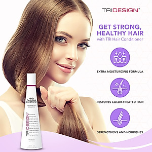 TRI Design Hydrating Conditioner for Women - Extra Moisturizing, Restorative Conditioner for Dry, Damaged, and Colored Hair - Adds Luminous Volume and Healthy Shine - 10.5 Fluid Oz