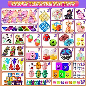 880 PCS Party Favors for Kids Fidget Toys Bulk,Treasure Box Toys,Christmas Stockings Stuffers,Goodie Bags Stuffers,Pinata Stuffers,Treasure Chest Prizes,Prize Box Toys,Bulk Prize for kids Classroom