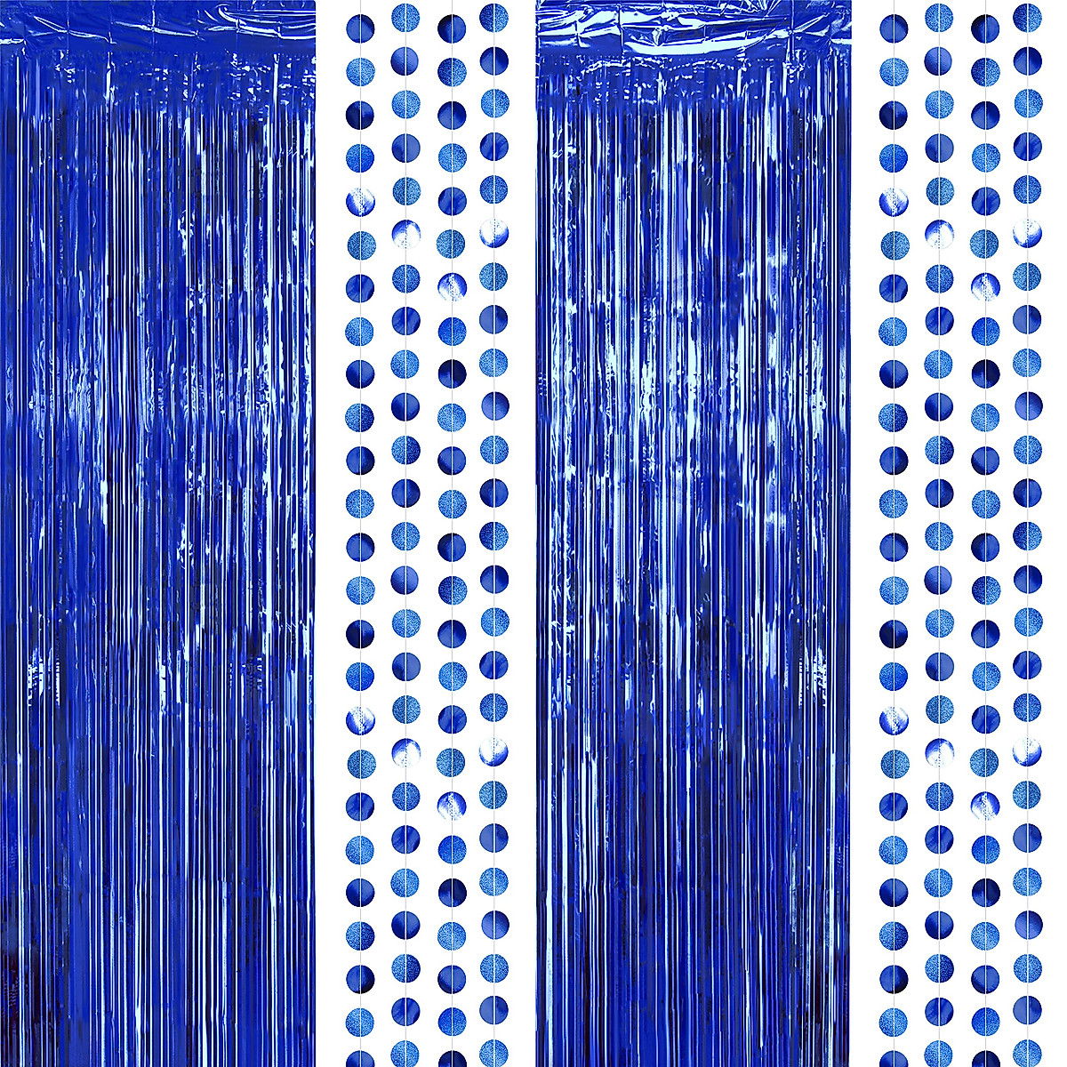 Decor365 Blue Fringe Curtains Blue Party Decorations Blue Circle Garlands Streamers Banner Backdrp for Wedding Graduation Bridal Shower Bachelorette Ramadan Birthday Party Supplies