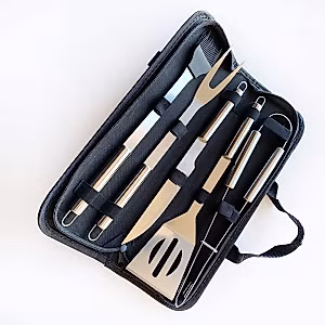LLRY BBQ Grilling Tools Set - Stainless Steel Grilling Accessories with Free Portable Bag. (5PCS)