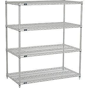 Nexelate Wire Shelving Starter Unit, Silver Epoxy, 48" W x 24" D x 54" H