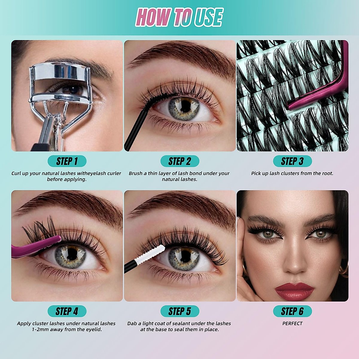 Lash Extension Kit 144Pcs Eyelash Clusters Individual Lashes Extensions Kits With Cluster Lashes Wispy,Lash Bond And Seal,Eyelashes Remover And Applicator(ASA,C-Mix8-16mm Kit)