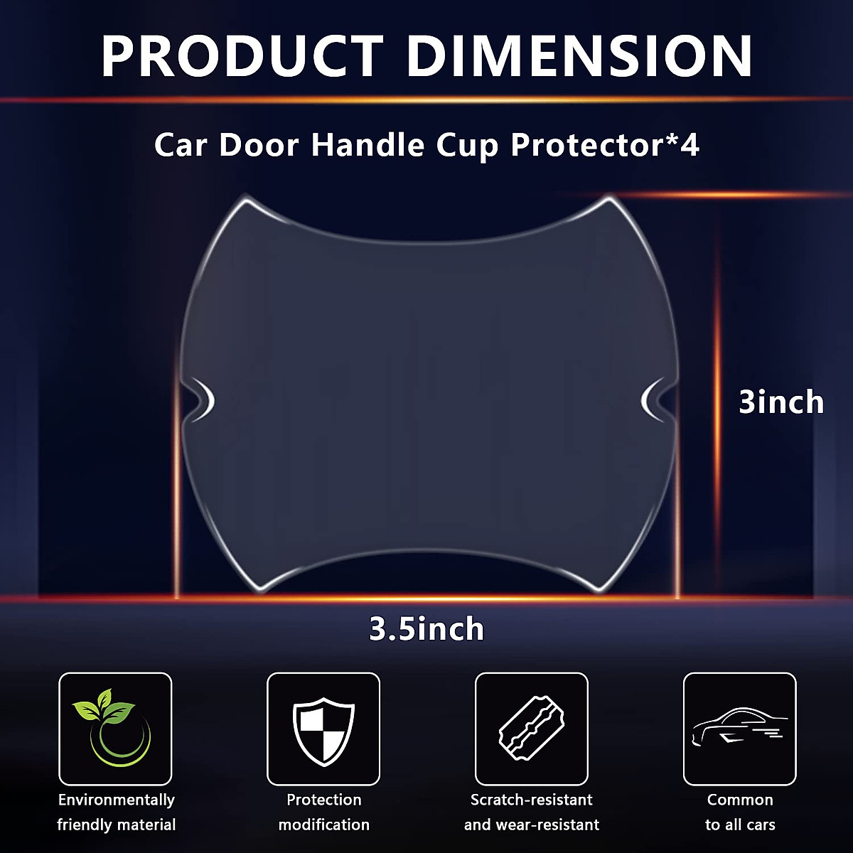 Ouzorp Car Door Handle Cup Scratches Protector Door Handle Side Sticker Scratches Scratch Protector Transparent Door Handle Paint Scratch Protection Protective Film (4)