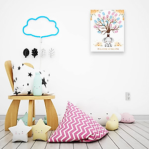 Baby Gender Reveal Fingerprint Tree, Gender Reveal Party, Elephant Baby Shower Guest Book Party Ideas, Canvas Decoration, Baby Shower Guest Book with Ink Pad