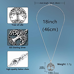 Aniu Mothers Day Gift Jewelry Tree of Life Necklace for Women Mom, 925 Sterling Silver Celtic Family Tree Pendant Jewelry Gift for Birthday 18" (With Gift Box)