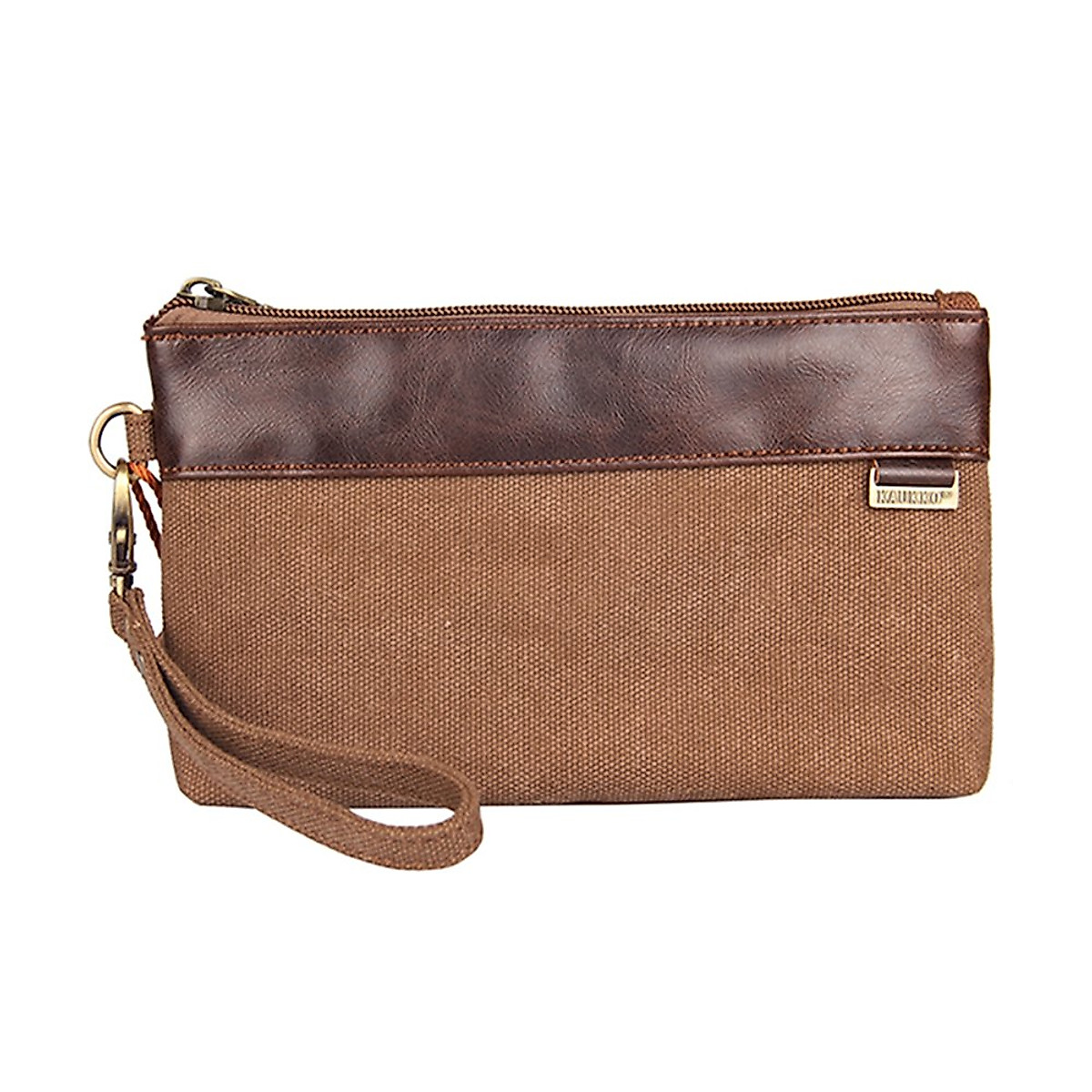 Genda 2Archer Canvas Wristlet Coin Purse Keys Bag Card Case Phone Bag (Khaki)