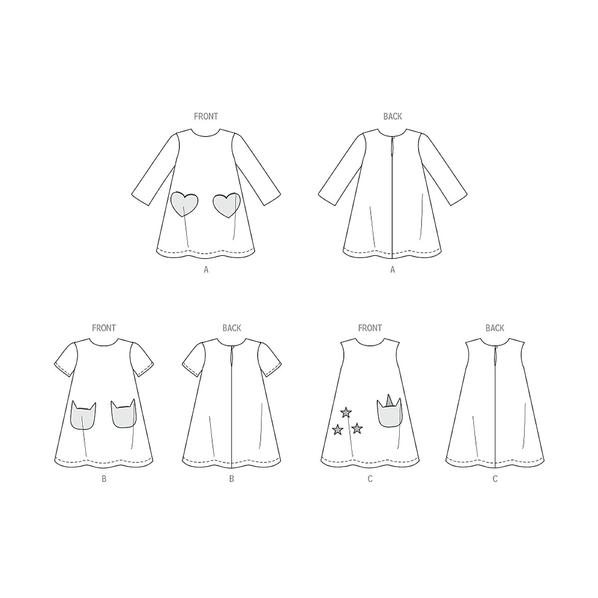 New Look Children's Novelty Dress Sewing Pattern Packet, Design Code S9365, Sizes 3-4-5-6-7-8, Multicolor