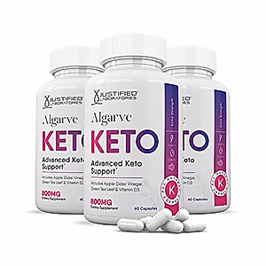 Justified Laboratories (3 Pack) Algarve Keto ACV Pills 1275MG Formulated with Apple Cider Vinegar Keto Support Blend 180 Capsules