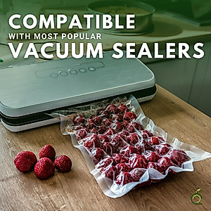 2 Rolls 11-Inch-by-50-Foot Vacuum Food Sealer Bags - Compatible with Foodsaver - Embossed Commercial Grade FoodVacBags Make Own Size for Sous Vide or Storage