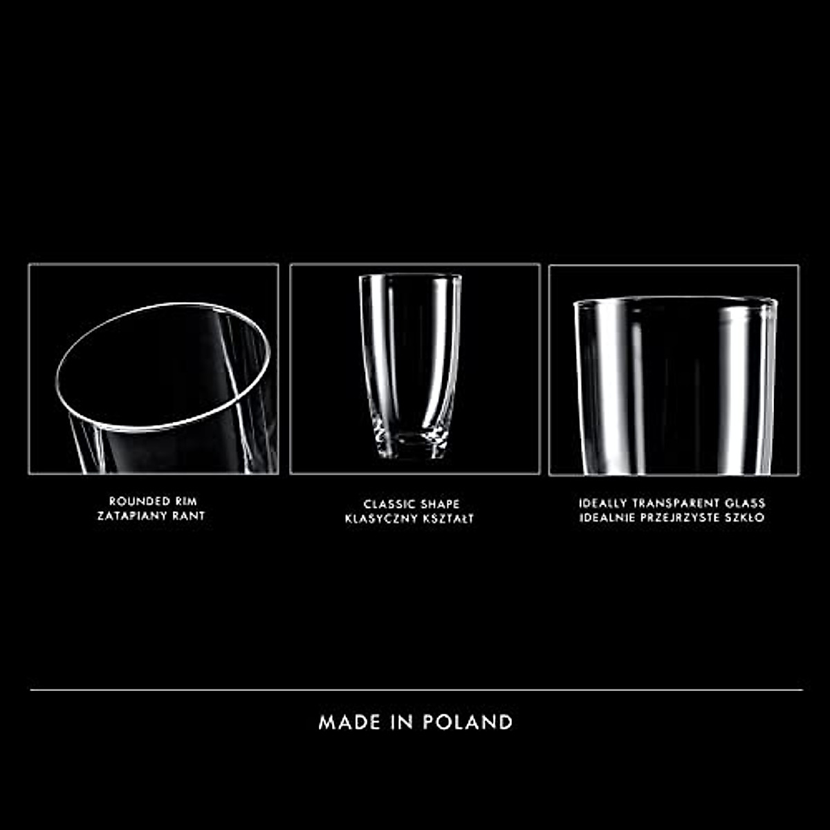 Krosno Tall Water Juice Drinking Glasses | Set of 6 | 16.9 oz | Mixology Collection | Perfect for Home, Restaurants and Parties | Dishwasher Safe