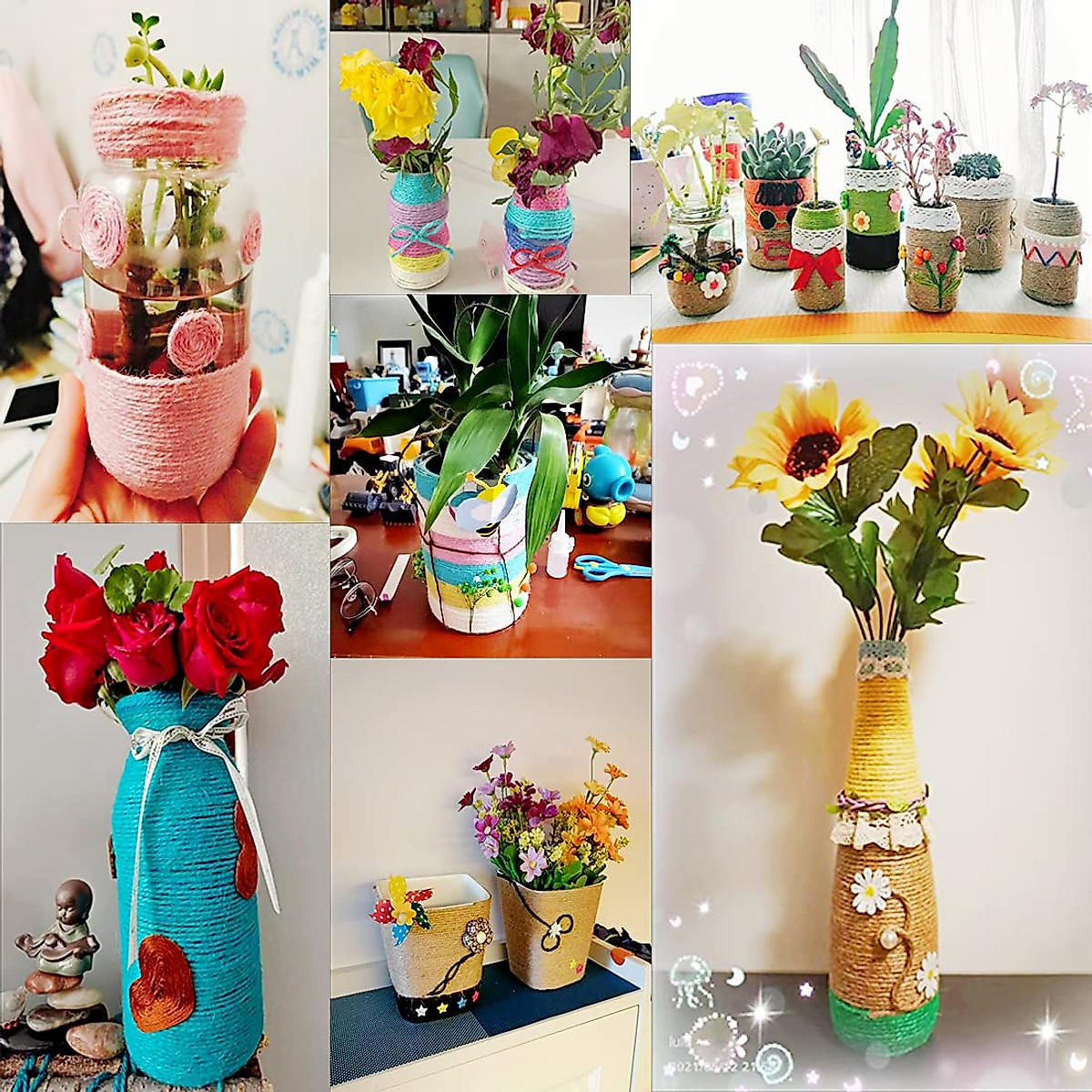 SMART&CASUAL 328Ft Jute Twine String Thin Natural Hemp Twine for Gift Wrapping Craft Plant Garden Christmas Handmade Arts Decoration Packing String Home Decor (328 Ft (100M))