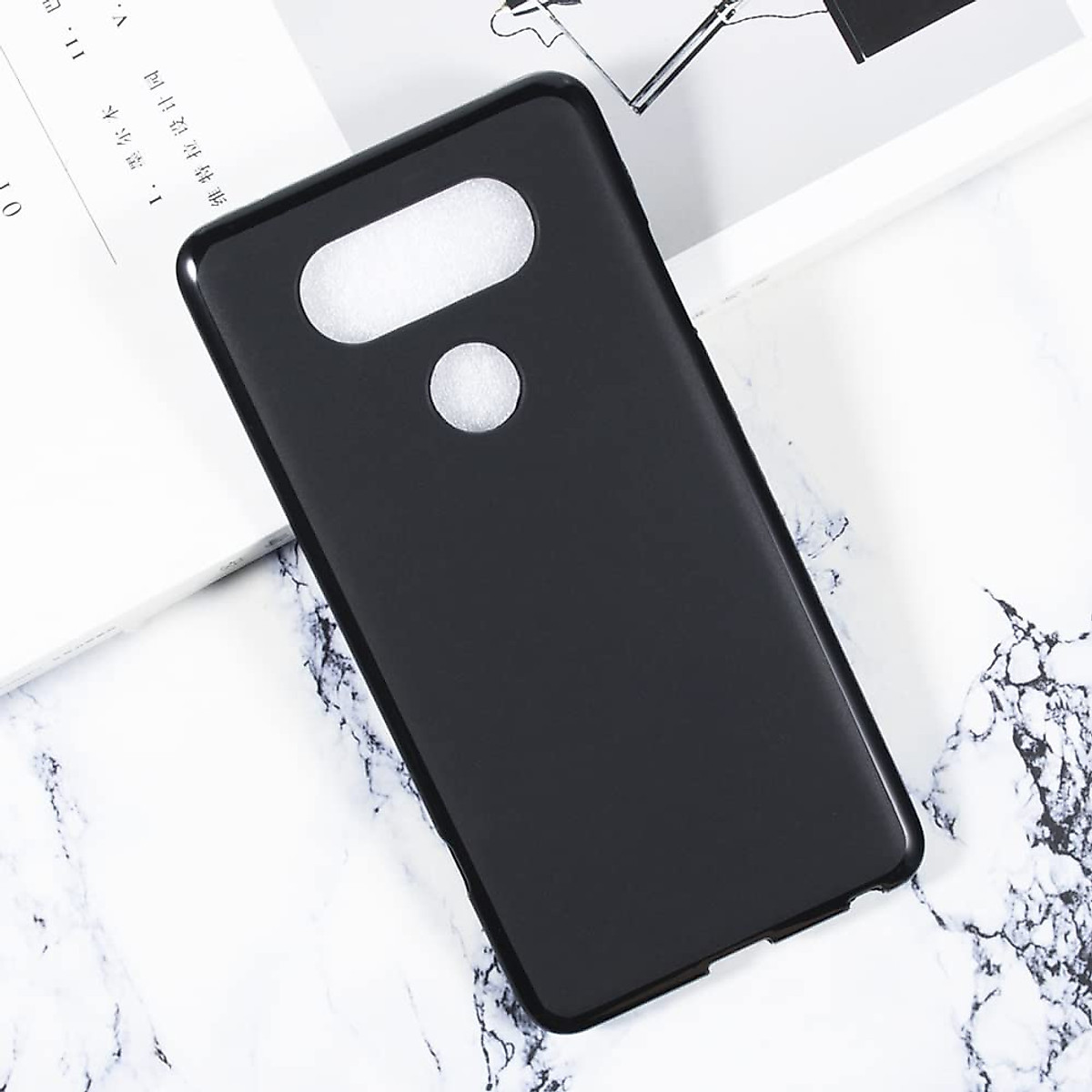 Shantime for LG V20 H990DS Case, Soft TPU Back Cover Shockproof Silicone Bumper Anti-Fingerprints Full-Body Protective Case Cover for LG V20 H990DS (5.70 Inch) (Black)