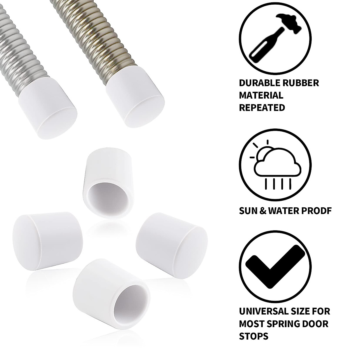 Zorveiio 30 Pcs White Door Stop Bumper Tips, 0.39 Inch ID Rubber Door Stopper Bumpers Door Stop Caps for Door & Wall Protection