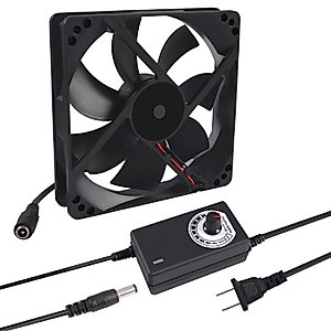 120mm x 25mm 110V 220V AC Powered Cooling Fan with Speed Controller 3V to 12V, 1225 AC 115V 120V 220V 240V for Cooling Ventilation Exhaust Projects, Receiver DVR Playstation Xbox Component Cooling
