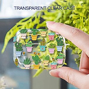 Maxjoy for AirPods Pro Case Cover, Cactus Cute Clear Air Pods Pro Case for Women Men Protective Soft iPods Pro Cover with Keychain Compatible with Apple Airpods Pro Wireless Charging Case