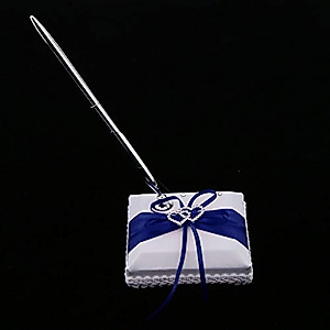 KODORIA Wedding Guest Book with Matching Pen Holder and Pen Signature Book with Pen for Wedding Reception - Blue