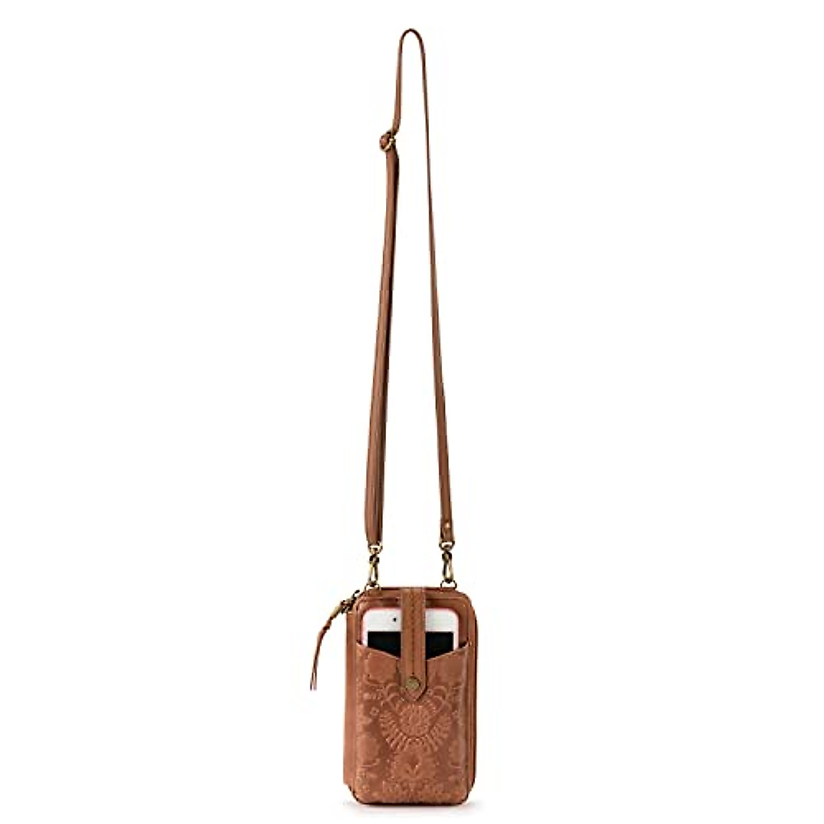 The Sak Silverlake N/S Smartphone Crossbody, Tobacco Floral Embossed