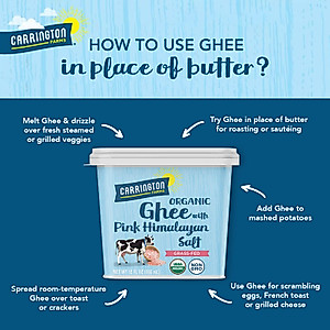 USDA Certified Organic Grass Fed Ghee with Himalayan Salt, 12oz, Carrington Farms