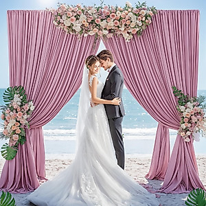 10x10 Dusty Pink Backdrop Curtain for Parties Wedding Wrinkle Free Pink Photo Curtains Backdrop Drapes Fabric Decoration for Birthday Party Baby Shower 5ft x 10ft,2 Panels