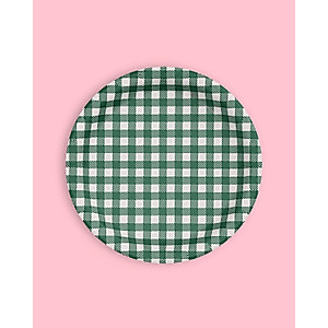 xo, Fetti Camp Gingham Paper Plates - 24 pk, 9" | Bachelorette Decorations, Camp Bride, Getting Lit + Getting Hitched, Gingham Birthday Party, Glamping Baby Shower Supplies, Cool Cake Plates