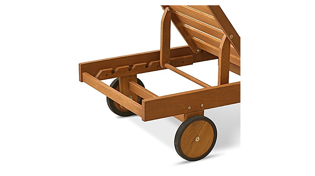 Furinno Tioman Outdoor Sun Lounger - Durable Teak Oil Finish