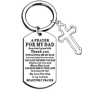 Christmas Gifts For Dad Stocking Stuffers For Men Prayer For My Dad Keychain Father’s Day Birthday Gift For Dad Best Dad Gift From Son Daughter Christian Religious Keychain Cross Keychain Bonus Dad