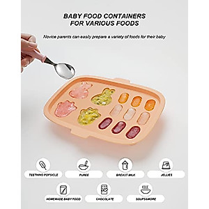 2 Pack Silicone Baby Food Storage Tray with Lid, Perfect Baby Food Containers for Homemade Baby Food, Vegetable & Fruit Purees, and Breast Milk, Food Grade Silicone