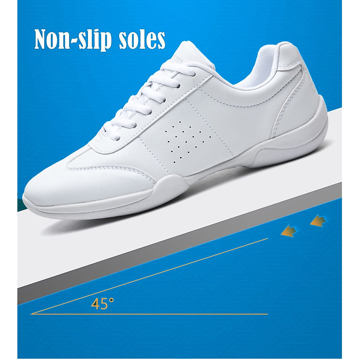 kkdom Adult & Youth White Cheerleading Shoe Athletic Dance Shoes Tennis Sneakers Sport Training Cheer Shoes White US Size 4.5/EU Size 35