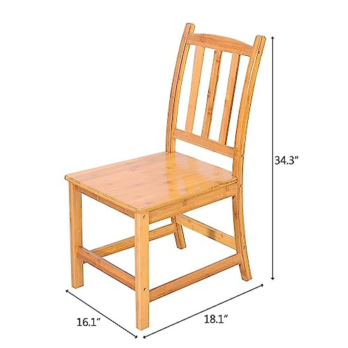 Kopokd [Set of 2 Dining Chairs - Sturdy Wooden Seats Natural Finish Kitchen Furniture