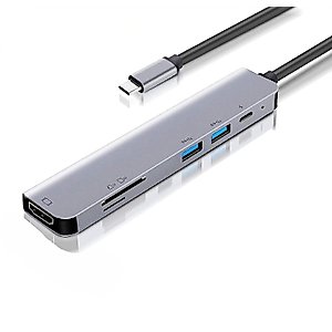 7-in-1 USB-C to 4K HDMI Adapter PD Port HDTV Adapter Charger Port MicroSD Slot TV Video Hub Type-C Projector Converter Compatible with TCL 20S, 20 SE, Pro 5G