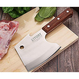 Kitory Meat Cleaver Heavy Duty Axes Shape Super heavy and thick Bone Breaker Professional Butcher’s Knife Traditional Forged Cleaver Kitchen Knife for Slicing Meat/Cutting Bone -K1