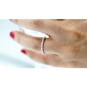 Natual 14K White Gold Round Diamond Ring for Women Ladies Eternity Wedding Anniversary Stackable Ring Band Value Collection 1/2 Carat (ctw) (Color H-I, Clarity Si2-I1) Luxury Collection. Natural Real Mined Diamonds