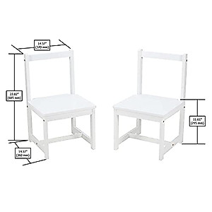 Amazon Basics Solid Wood Kids Activity Chair Set, 23.8-Inch Height - 2-Pack, White