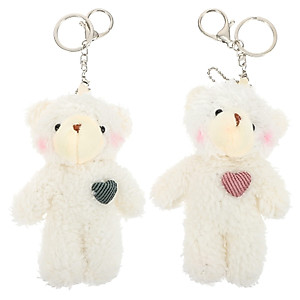 2pcs Plush Bear Keychain Teddy Bear Keychain Aniaml Key Ring Hanging Ornament Plush Stuffed Animal Car Key Holder for Girls Women