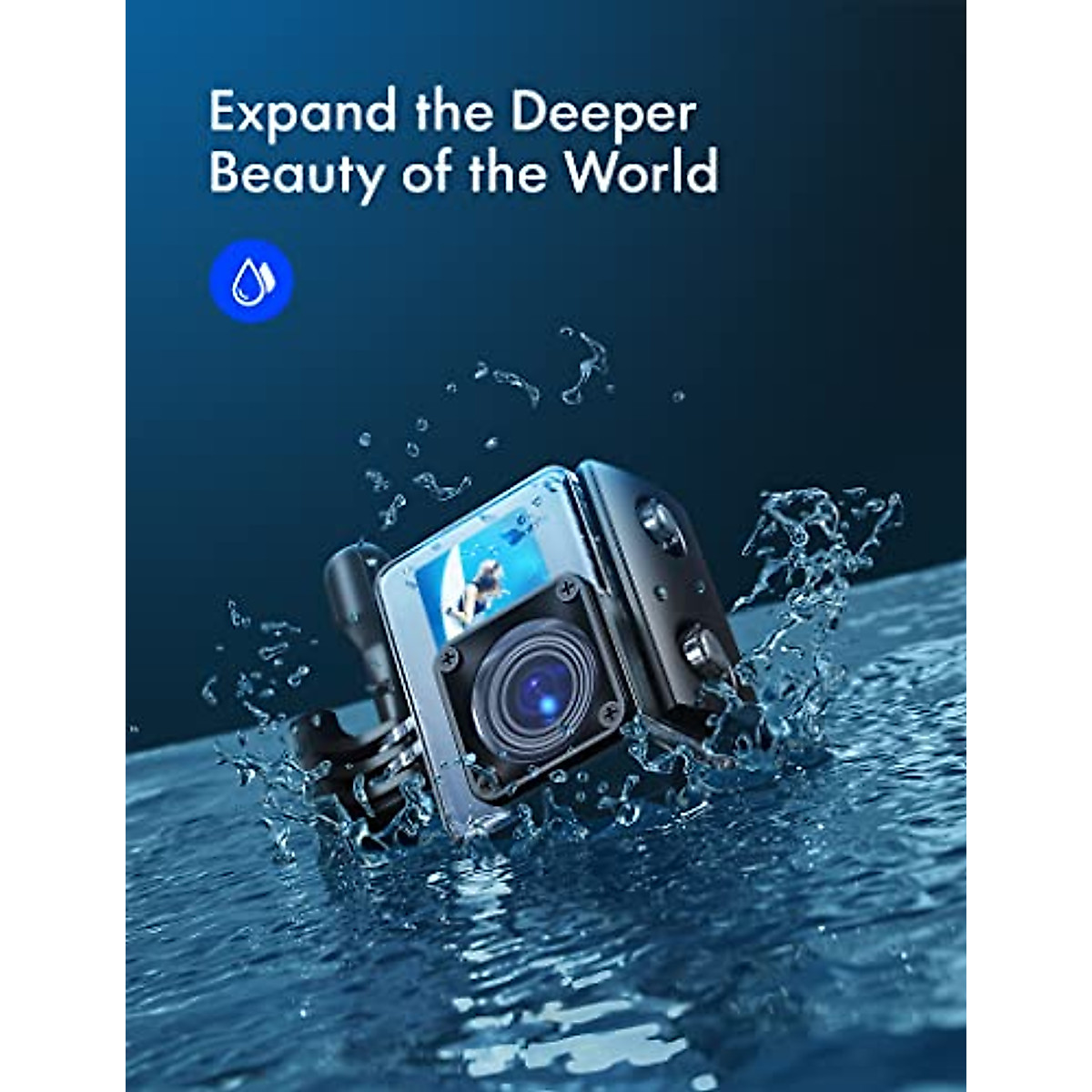 WOLFANG GA200 24MP 4K Action Camera 40M Waterproof Underwater Camera for Snorkeling, EIS WiFi Adjustable Wide Angle Dual Screen Camera for Vlog, Webcam(Charger, Remote Control and Helmet Accessories)