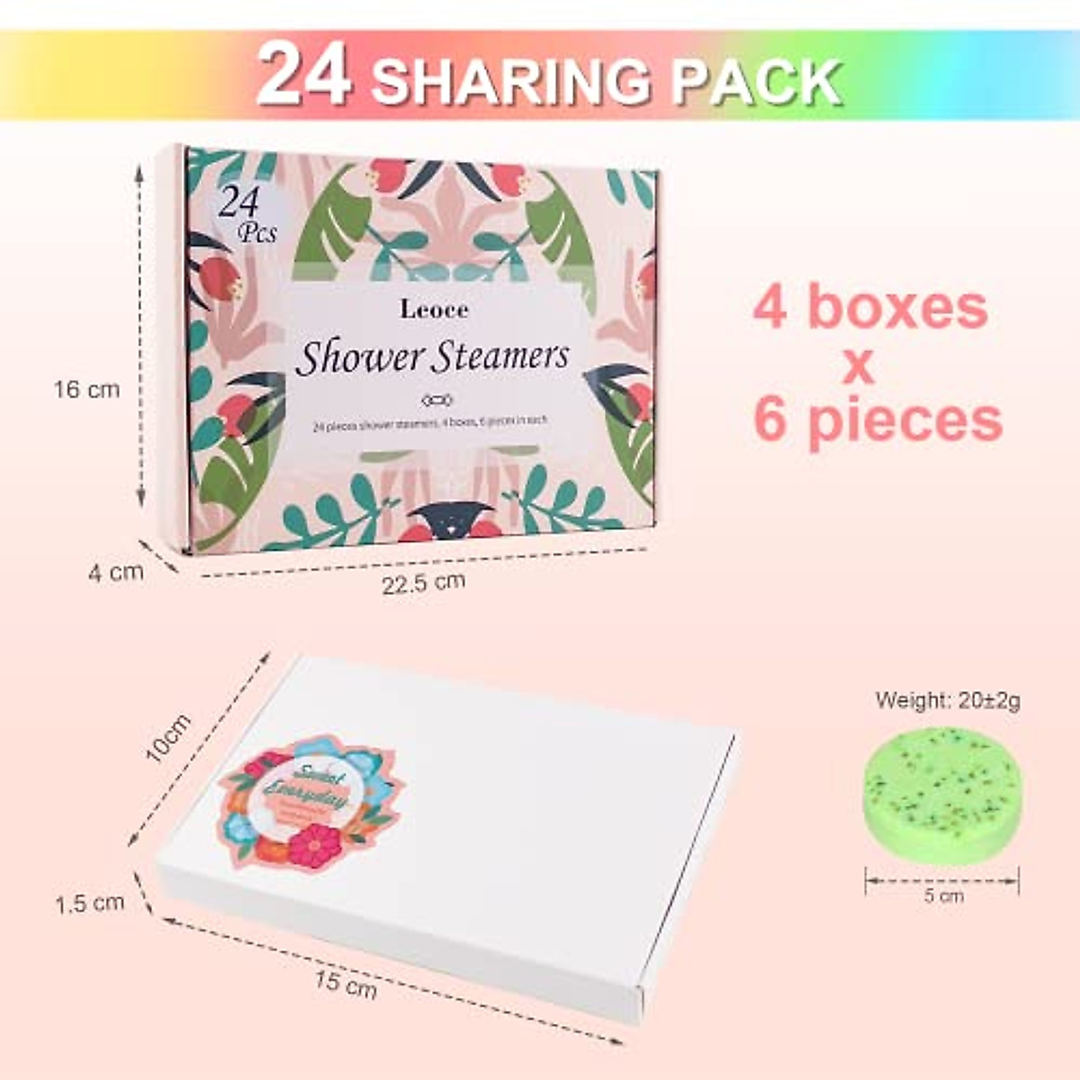 Shower Steamers, 24PCS Sharing Pack Aromatherapy Shower Steamers, Vaporizing Shower Bombs with Organic Essential Oils Enjoy Home Spa, Shower Steamers for Women & Men - 4 Boxes