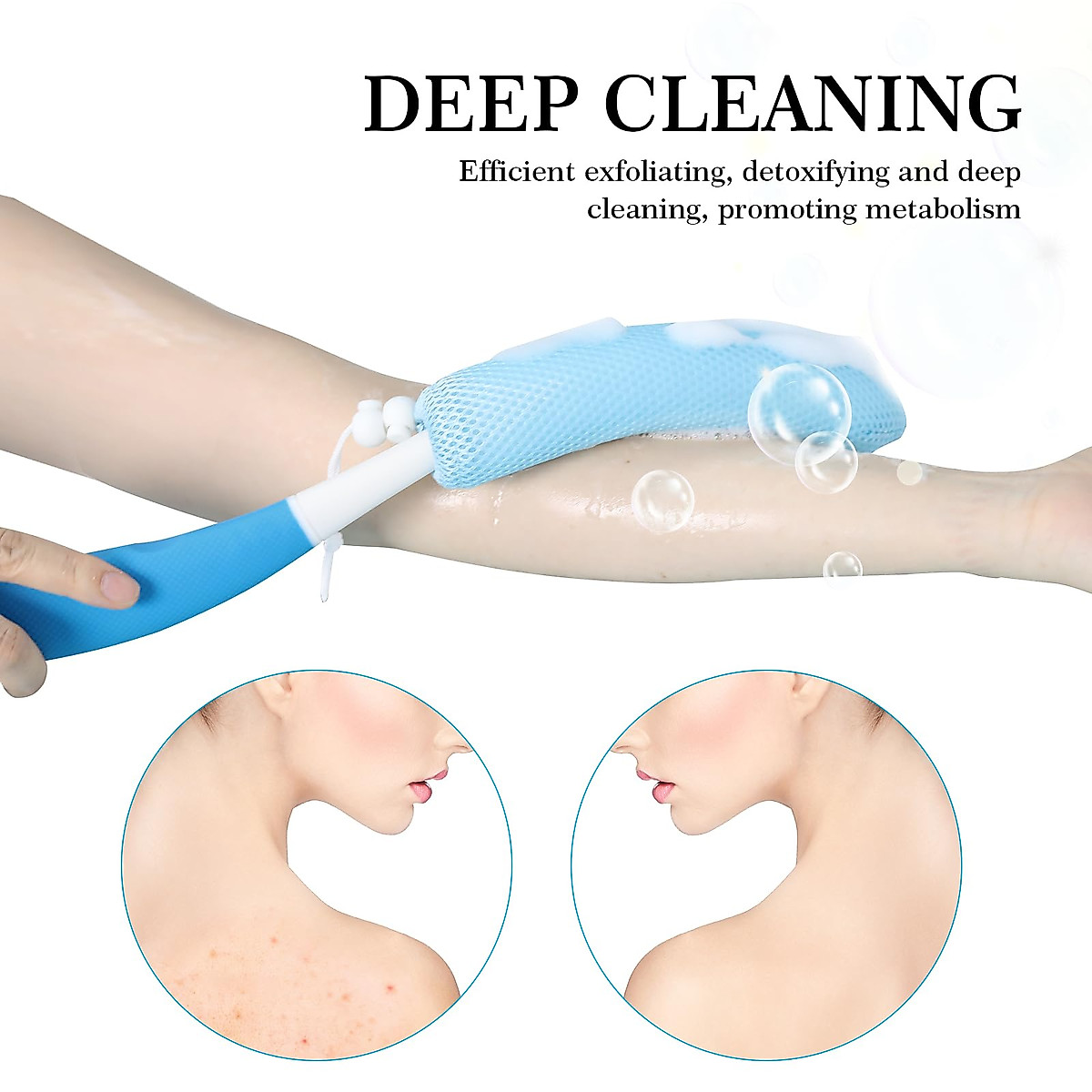 Leetye Mei Bath Brush Long Handle Shower Brush, Non Slip Handle Shower Brush, Long Handle Rear Frosted Shower Brush, Suitable for scrubbing and Bathing in Difficult to Reach Areas of The Body.