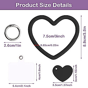 TIESOME Heart Loop Phone Lanyard, Smart Phone Hand Wrist Lanyard Strap with Key Chain Holder Compatible with Most Smartphones for Cell Phone Case Keys ID Badges with 2packs Back Patch(Black)