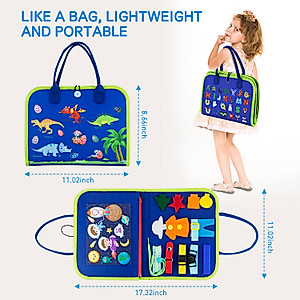 Busy Board Montessori Sensory Toys for Toddlers 1 2 3 4 5 Year Old Boys Girls, Preshool Educational Activity Toy Early Learning Busy Board for Fine Motor Skills, Travel Toys for Plane Car, Blue