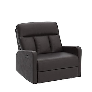 ANJ Oversized Recliners 34'' Extra Wide Recliner Chair Big Man Recliner Large Faux Leather 2-Seater Recliners Roomy Manual Reclining Chairs for Living Room, Perfect for Pups to Sit Together, Brown