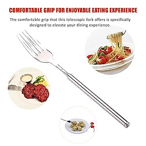 Adjustable Telescopic Fork,Stainless Steel Dinner Fork,BBQ Extendable Dinner Fruit Dessert Long Handle Fork,for Eating, Barbecue, Dinner, Dessert, Sausage, Vegetable(8.7~25.4in)