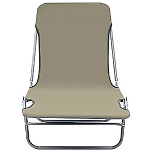 YELWHI Folding Sun Loungers 2 pcs Steel and Fabric Taupe,Foldable Sunlounger Set Adjustable Backrest, Durable & Comfortable, for Outdoor Relaxation Outdoor Furniture, Outdoor Seating