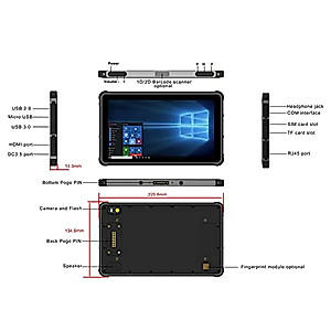 Sincoole 8 inch Super Thin Rugged Tablet,RAM/ROM 4GB+64GB,4GLTE Rugged Windows Tablet PC with 2D Barcode Scanner
