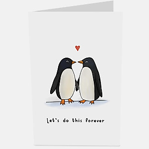 CENTRAL 23 Popup Cards For Fiance - Penguin Engagement Card 3D - Love Pop Up Card For Girlfriend Boyfriend - Anniversary Valentines - Penguin Gifts For Him Her - Wedding Cards For Bride Groom