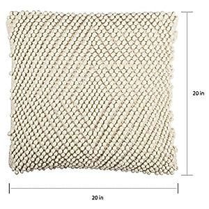 Safavieh Collection Diamond Loop 20" Throw Pillow, Natural